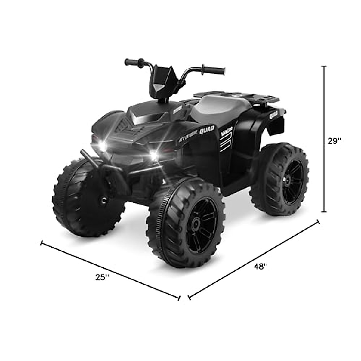 Kidzone 12V Ride On ATV Vehicle 3-7 Yeas Old Big Kid up to 77lbs, Electric 4-Wheeler Quad Battery Powered Car for Boys & Girls Gift Whit DIY License Plate, MP3, High Low Speeds, LED Light, Bluetooth