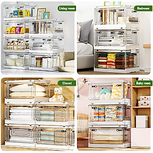 CTSNSLH 4 Tier Storage Bins with Lids, 192Quart Clear Stackable Storage Bins with Wheeled and Doors, Storage Boxes, Storage Containers, Closet Organizers and Storage