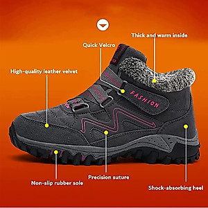 Fleekcomfy Snowy Leather Ankle Boots, Winter Thermal Thickening Hiking Boots, High Top Thick Bottom Non-Slip Shoes (Grey Blue, adult, men, numeric_13, numeric, us_footwear_size_system, medium)