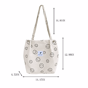 JARKJARD Corduroy Tote Bag Aesthetic Cute Tote Bags Large School Shoulder Bags for Teen Girls Trendy Stuff(Blue)