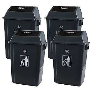 Afromy 4 Packs 16 Gallon Commercial Trash Can, Kitchen Waste Bin with Lid, Plastic Rectangular Recycling Bin, 30" Tall