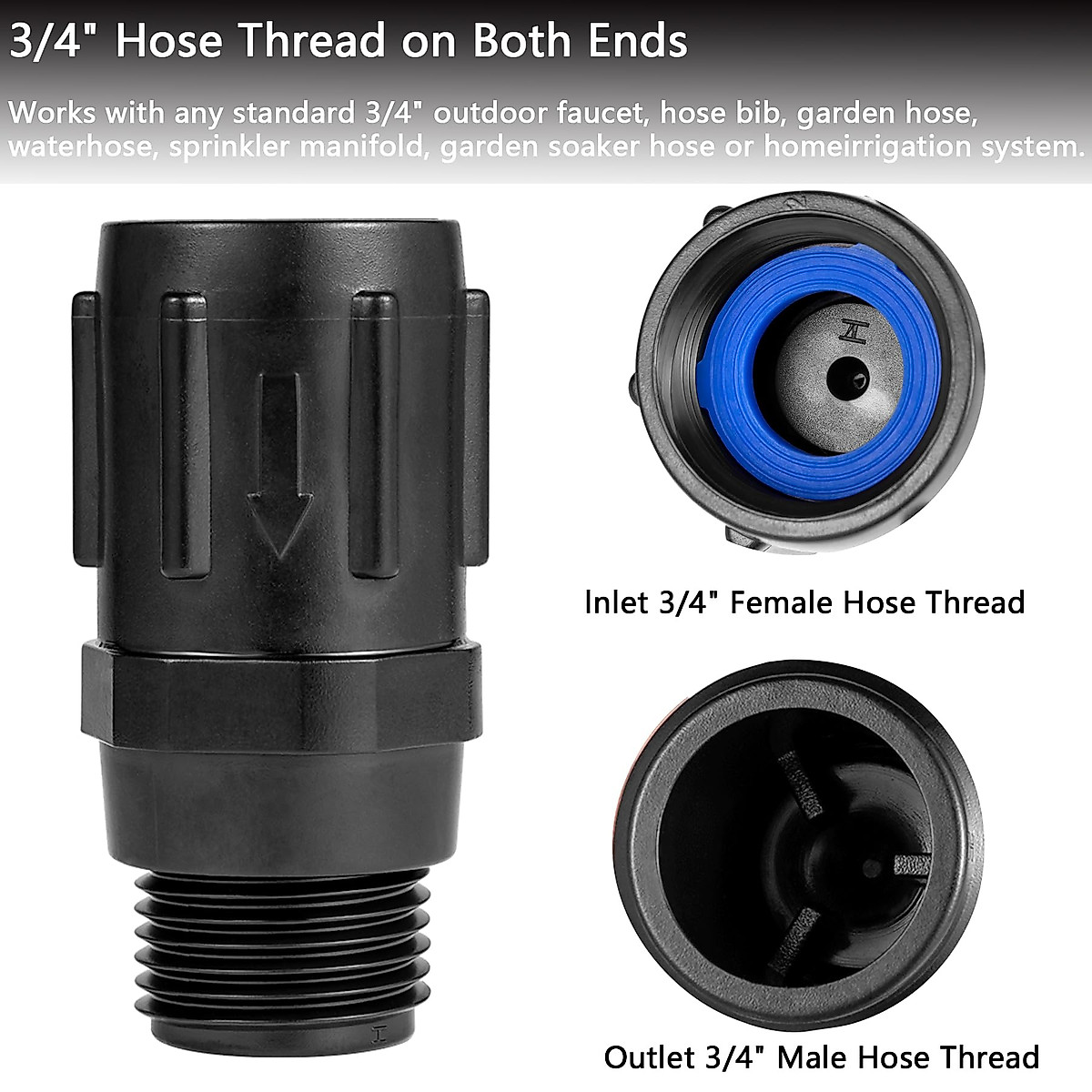 Breezliy 2pcs Garden Hose Pressure Regulator 25 PSI, 3/4" FHT × 3/4“ MHT, Pressure Reducer, Great for Drip Irrigation System Distributing Regulator drip Irrigation Parts emitters for drip line