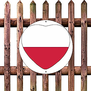 lutieger Hanging Metal Tin Sign Poland Wall Poster Metal Plaque Love Heart Shaped Flag House Dining Room Yard Man Cave Decor State Map Sailor Sailing Sign Gift 12x12in Round