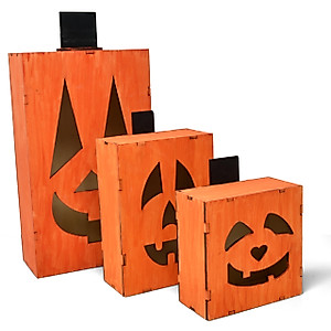 Gift Boutique Halloween Pumpkin Wood Paint Craft Kit 3 Set Sizes Jack O Lantern Unfinished Wooden for Kids Arts & Craft Project Painting Activity