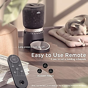 iPettie Hourglass Cat Feeder Automatic with Quickset Remote, 5L/21 Cup Capacity, 1-6 Meals Per Day, 20 sec Voice Recording, Stainless Steel Bowl, Self Feeding Cat Food Dispenser, Auto Cat Feeder