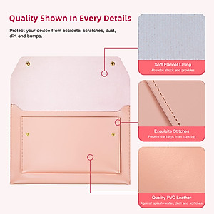 Devmlicor Leather Tablet Sleeve Case for 11 inch New iPad Pro / 10.9 inch New IPad Air 4/10.2/10.5/9.7 in New IPad, Samsung Galaxy Tab 10.1 Protective Bag, Fit Apple Smart Keyboard,Pink, 9-11 Inch