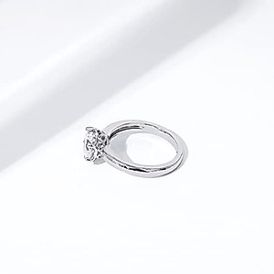 Amazon Essentials Platinum-Plated Sterling Silver Solitaire Ring set with Round Infinite Elements Cubic Zirconia (2 cttw), Size 6 (previously Amazon Collection)