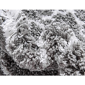 Unique Loom Rabat Shag Collection Area Rug - Marble (8' x 10' Rectangle, Gray/ Ivory)