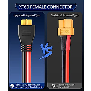 ELECTOP 10AWG Solar Connector to XT60 Adapter Connector Extension Cable, XT60 Plug Female Connector Solar Panel Connector Adapter Battery Charger Cable for Portable Power Station Solar Generator RV