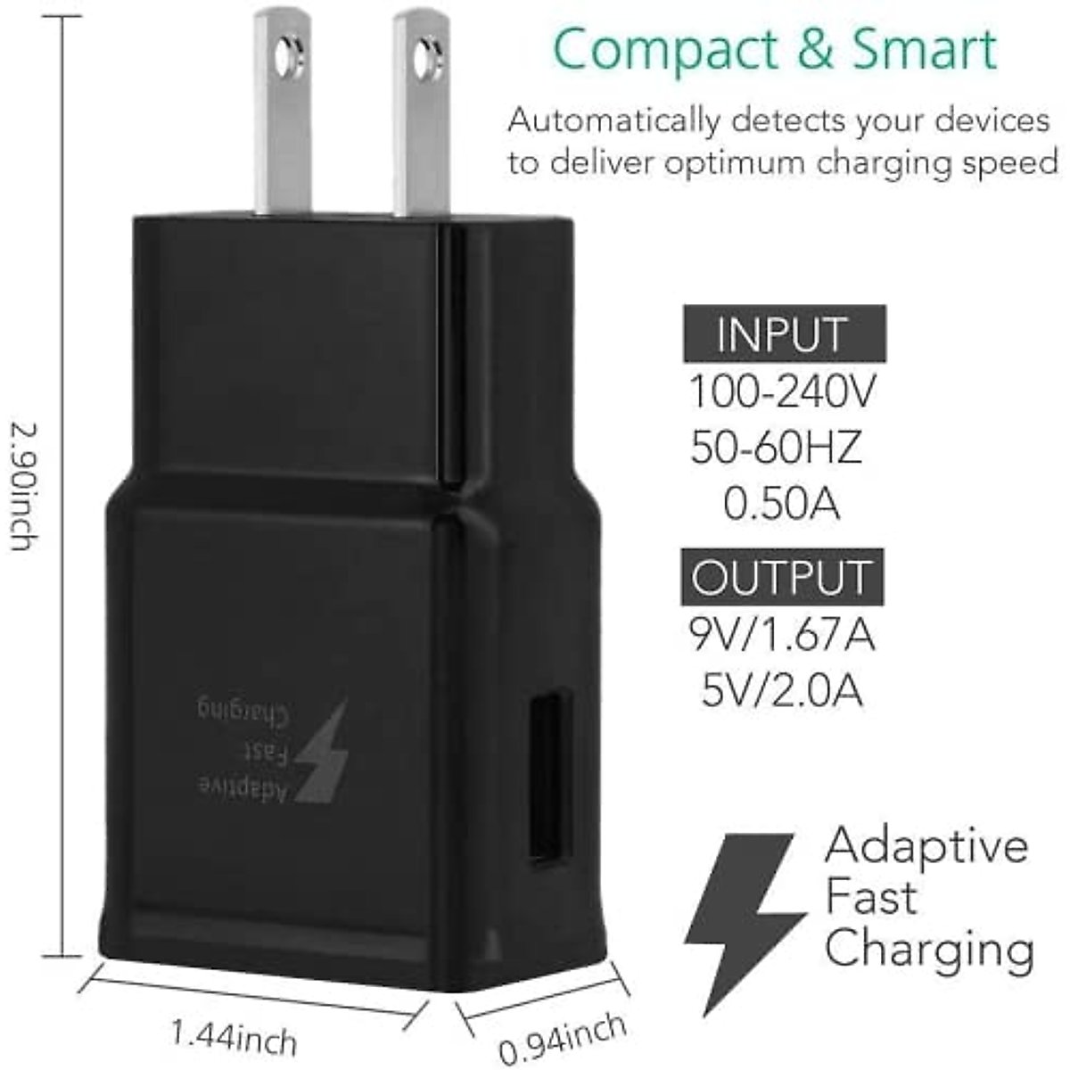 Fast Charger with USB Type C 6.6FT (2m) Cable & OTG Adapter for Samsung Galaxy S9/S9 Plus/S8/S8 Plus/S10/S10e/S10 Plus/Note 8/Note 9/Note 10/A01/A13/A03s/A21/A30/A31/A32/A33 /A51/A52/A53/A71/S20/S21