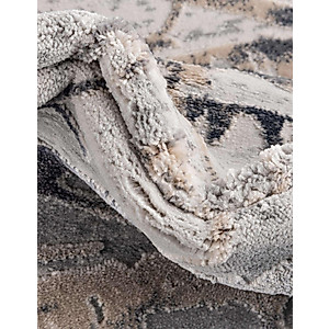 Unique Loom Finsbury Collection Area Rug - Anne (5' 3" x 8' Oval, Gray/ Beige)