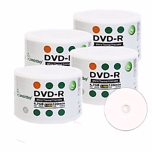 Smartbuy 4.7gb/120min 16x DVD-R White Thermal Hub Printable Blank Recordable Media Disc (100-Disc)