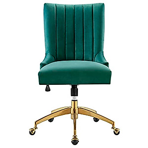 Modway Empower Channel Tufted Performance Velvet Office Chair in Gold Teal