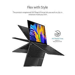 ASUS Zenbook 14 Flip OLED Ultra Slim Laptop, 14” 4K 16:10 OLED Touch Display, AMD Ryzen 7 6800H CPU, 16GB RAM, 1TB SSD, NumberPad, Windows 11 Home, Jade Black, UN5401RA-DH74T