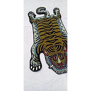 Tiger Print Skin Area Rug for Home Decor Wall Hanging for Living Room Bedroom Anti-Slip Rug Gift by AFTAB Collection (3 x 5) (Tiger 2, 3 x 5 feet), AREARUGS3, Multi