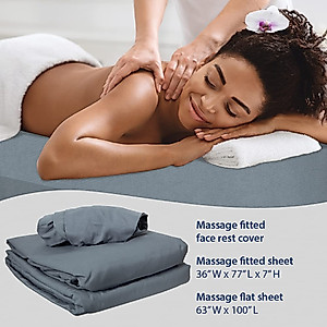 ForPro Professional Collection Premium Microfiber 3-Piece Massage Sheet Set, Cool Grey, Ultra-Light, Stain, and Wrinkle-Resistant, Includes Flat, Fitted Sheet and Massage Face Rest Cover