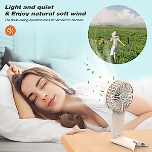 Yucime Handheld Portable Fan Desk Fan, Powerful Personal Fan 4 Adjustable Speed USB Recharging Battery Operated Mini Fan with Makeup Mirror for Stylish Girl Kids Women Men 1 Count (Pack of 1)