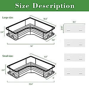 Upqiany Corner Shower Caddy Storage Rack - 2 Pack Stainless Steel Adhesive Bathroom Shelf, No Drilling Rustproof Wall Mounted Shampoo Holder Organizer Basket for 90-Degree Corner, Black
