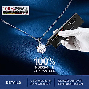 SecreTalk 1-4CT Moissanite Pendant Necklace for Women, Sunflower 18K White Gold Plated Silver Diamond Necklace Gift for Wife Mother Her (4CT)