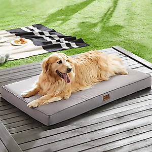 BFPETHOME Outdoor Dog Beds for Large Dogs, Waterproof Dog Bed for Medium, Large, Extra Large Dogs, Orthopedic Dog Bed with Removable Washable Cover, Egg Crate Foam Pet Bed Mat. (42 x 30 in, Grey)