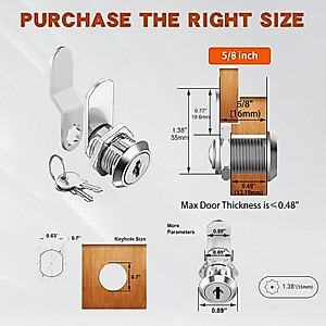 Cabinet Locks with Keys, 5/8" Cabinet Lock with Key, Drawer Locks for Cabinets, Drawer Lock, Cam Lock, Mailbox Lock, File Cabinet Lock, Tool Box Lock, Safety Locks for Cabinets and Drawers (1 PCS)