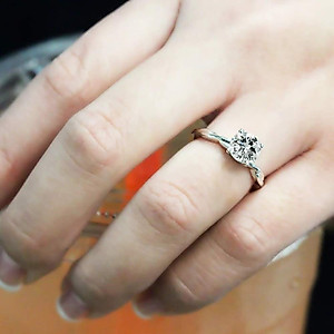 Blocaci 1 Carat Solitaire Classic Round Engagement Rings for Women Moissanite Rings 925 Sterling Silver 10K 14K 18K Gold Wedding Anniversary Rings Free Engraving (925 Sterling Silver)