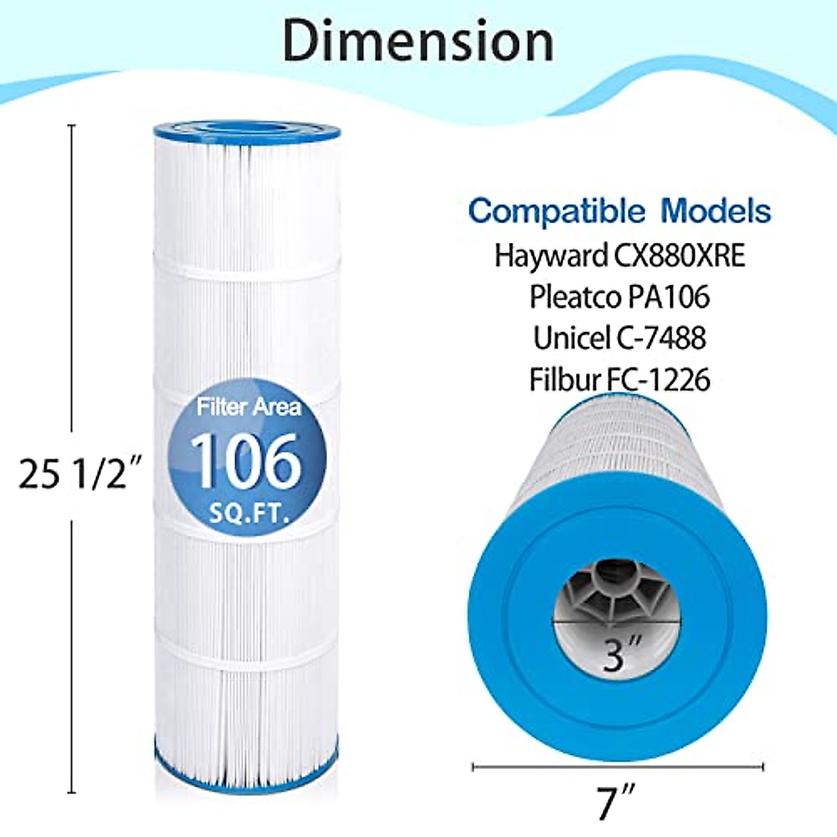 Future Way 4-Pack C4030 Pool Filter Cartridges Replacement for Hayward SwimClear C4030, C4025,C4020, Replace Hayward CX880XRE, Pleatco PA106, Unicel C-7488, 425sq.ft