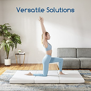 MyAnts Folding Mattress - 4 inch Portable Tri-Fold Cooling-Gel Memory Foam Foldable Mattress Topper with Washable Soft Cover Non-Slip Bottom, Camping Mattress Floor Guest Bed, 75" x 54" Full Size