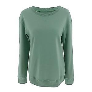 Orchidays Womens Casual Crewneck Sweatshirts Long Sleeve Cute Tunic Tops Loose Fitting Pullovers (Green,Large,Adult,Female,US,Alpha,Large,Regular,Regular)