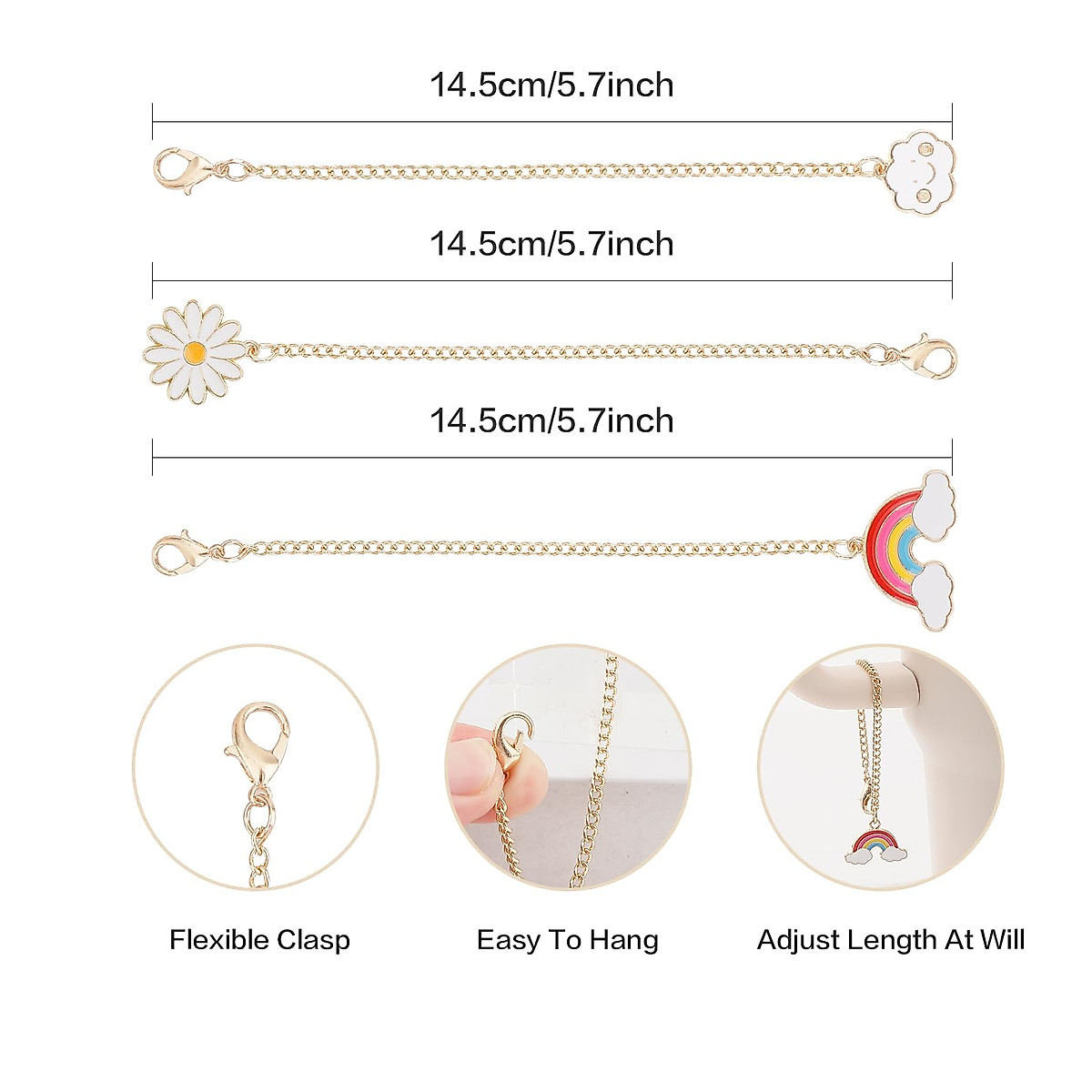 Ekarley Water Bottle Charm Accessories for Stanley Cup, 3PCS Tumbler Rainbow Charm Compatible with Simple Modern, Yeti, Hydro Flask for Handle