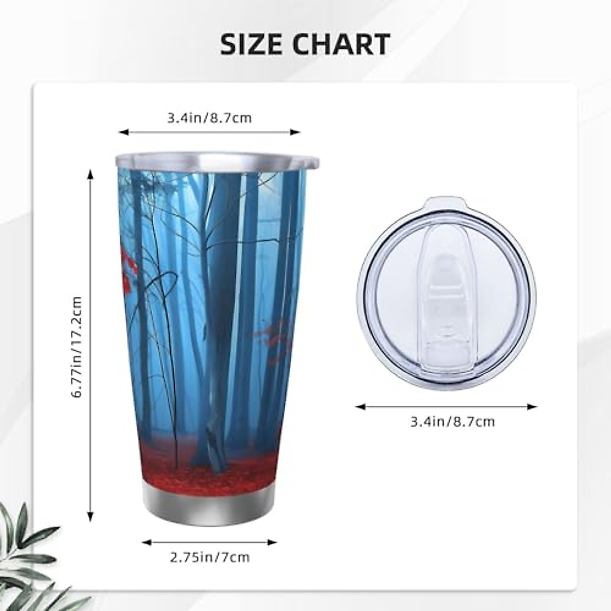 Tangopi Red Leaves Misty Forest 20 oz Tumbler with Lid and Straw Insulated Travel Coffee Mug Reusable Spill Proof Coffee Cups Stainless Steel Water Bottle for Hot and Cold Drinks