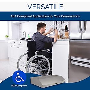 Broan-NuTone BCDJ136SS Glacier 36-inch Under-Cabinet 4-Way Convertible Range Hood with 3-Speed Exhaust Fan and Light, Stainless Steel