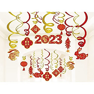 Chinese New Year 2023,Anor Wishlife Chinese Red Lanterns,Chinese Knot Hanging Swirl Decorations,Year of The Rabbit Festival Decorations for Party,Together,Celling,Home,Office,Bedroom(30Ct)