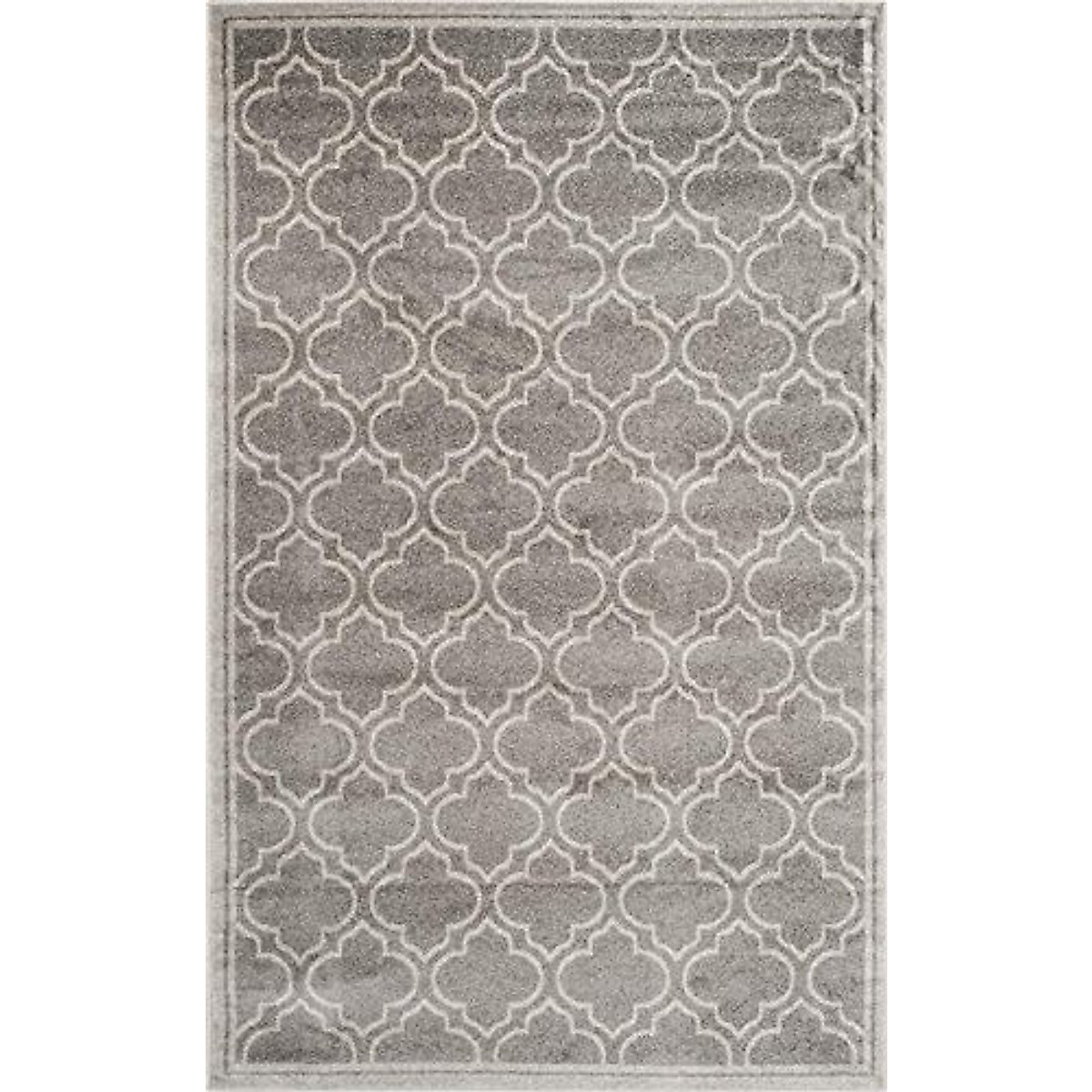 SAFAVIEH Amherst Collection 5' Round Grey / Light Grey AMT412C Moroccan Geometric Non-Shedding Dining Room Entryway Foyer Living Room Bedroom Area Rug