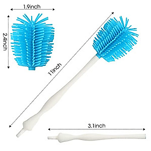 KOCOZA Silicone Baby Bottle Brush, 11" Water Bottle Cleaner Brush Soft No Scratch BPA-Free, for Baby Bottles, Sports Bottle, Vase, Glassware, Cups, Dishwasher & Sterilizer Safe(Blue)