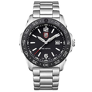 Luminox Men's Navy Seal Pacific Diver 3120 Series Silver Stainless Steel Oyster Band Black Dial Quartz Analog Watch