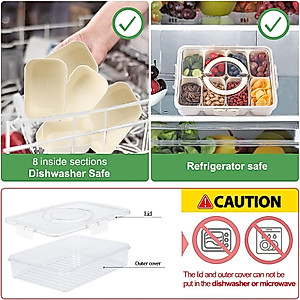 Snackle Box Container Snack Divided Serving Tray With Lid And Handle Trays Picnic Containers Snackel Organizer Boxes Fruit Travel for Party 8 Compartment Snackle box Snacks Dry (Pack of 2)