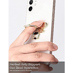 Phone Ring Holder with Crystal, Allengel Bee Phone Ring Grip Finger Kickstand, Gold Black