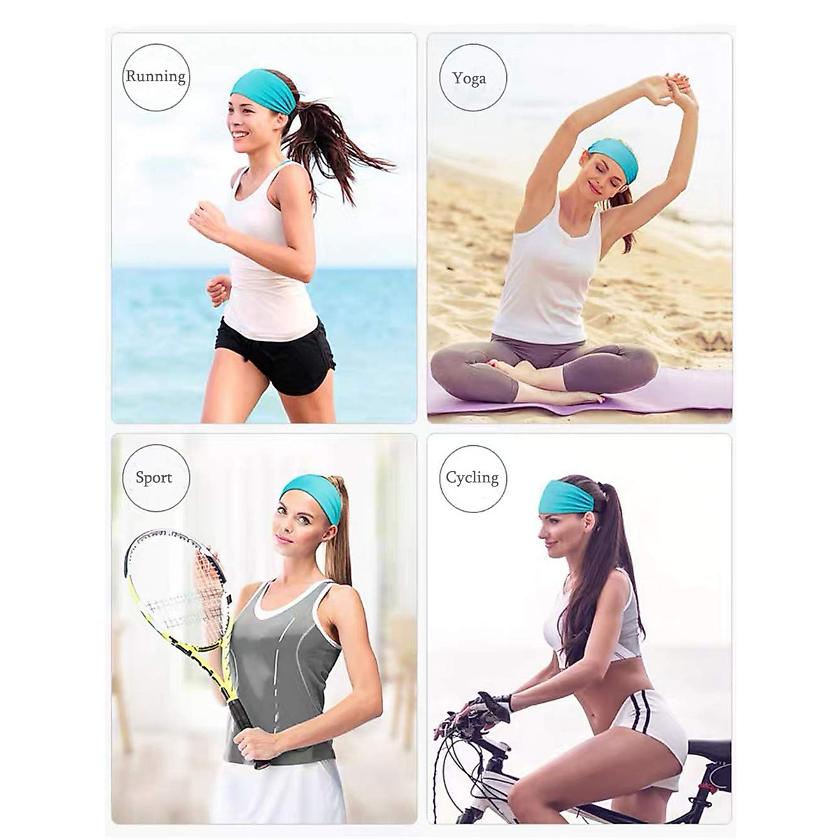 Women's Workout Headband Non Slip Lightweight Headbands Headscarf for Yoga Running Sports Travel Athletic Fitness Elastic Wicking Fits-C003