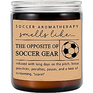 HTDesigns Soccer Gift - Soccer Candle - Soccer Player Gift - Soccer Player Candle - Gift for Soccer Player - Smells Like The Opposite of Soccer Gear, 8oz