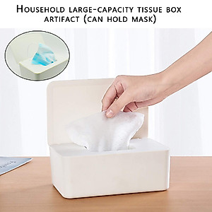 Cuayaes White Tissue Box Cover, Refillable Baby Wipes Dispenser with Sealed Lid, Modern Desktop Tissue Box Holder Napkin Organizer Container for Bathroom Car Office