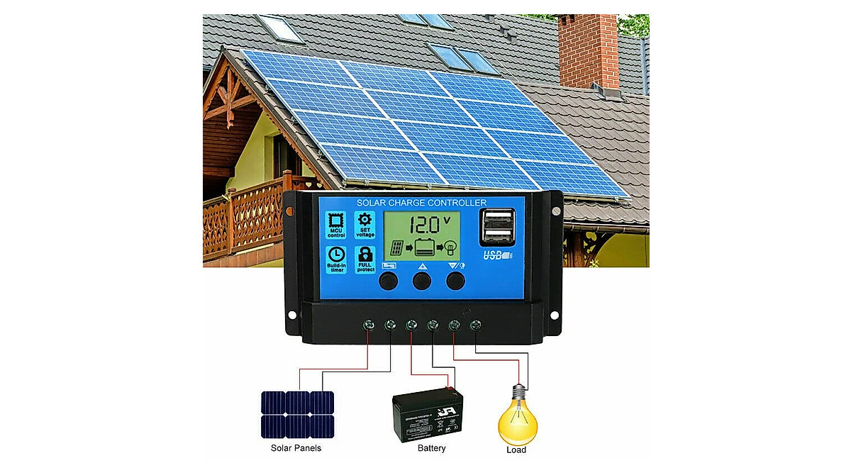 100A Solar Charge Controller 12V/24V PWM with LCD Display
