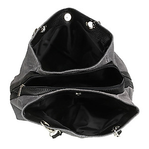 Girly HandBags Womens Italian Suede Leather Shoulder Bag Dark Grey