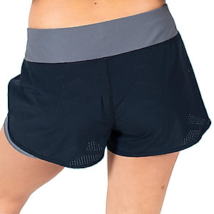 Spalding Women's Active Mesh Overlay Running Short, Regular and Plus Size, Navy, XL