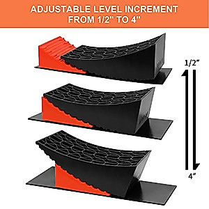 HDPE Curved RV Leveling System for Travel Trailers,Include 2 Camper Levelers,2 Chocks,2 Anti-Slip Rubber Mats,1 Carrying Bag,Up to 35000lbs,Faster and Preciser Leveling Than Camper Leveling Blocks