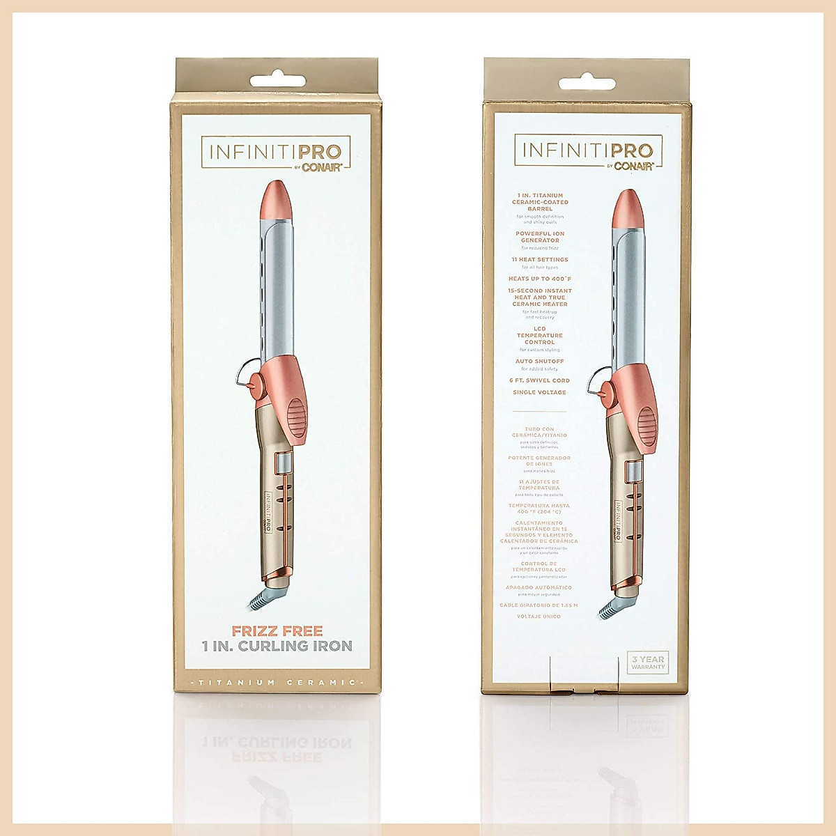 INFINITIPRO BY CONAIR Frizz Free 1-inch Titanium Ceramic Curling Iron, 1-inch barrel produces classic curls – for use on short, medium, and long hair