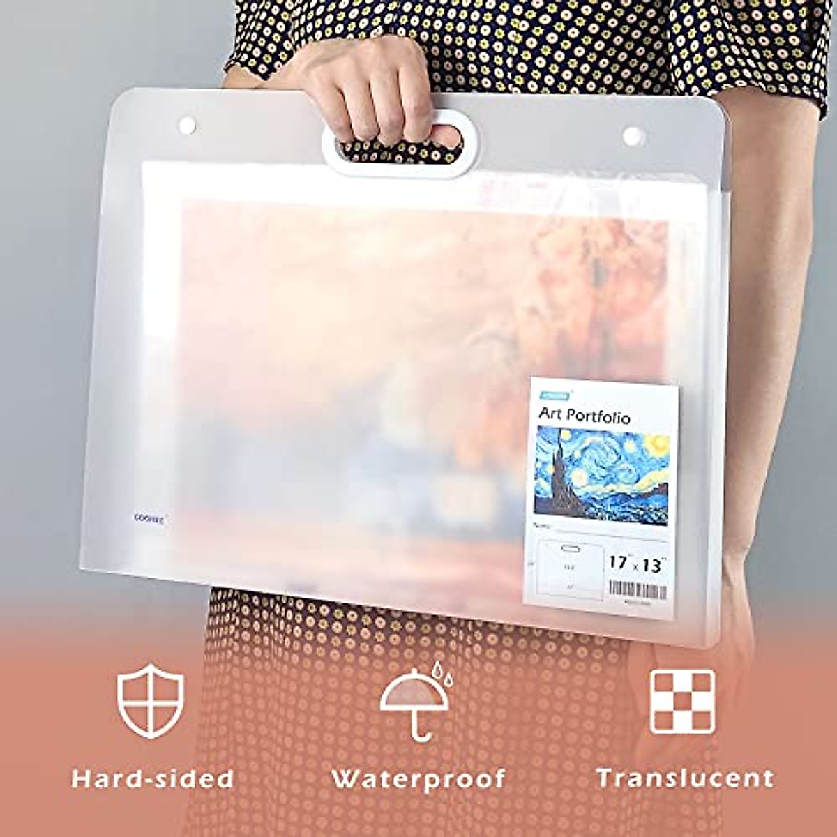 GOOHEE Art Portfolio Folder for Artwork 17 x 13 inches- with Stiff Sides, Solid Enough - Premium Diamond Painting Storage Containers - Large Poster Storage Containers (17Wx13H)