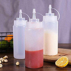 weeee Ketchup Squeeze Bottles Plastic Condiment Squeeze Squirt Bottles with Twist On Cap Lids erfect for Condiments, Oil, Icing, Liquids