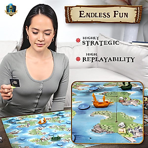 Gamelyn Tiny Epic Pirate Board Game - Notorious Pirate Ship Board Games, Strategic Board Games for Adults, With Rulebook, 210 Game Pieces, and 7 Ships, Blue
