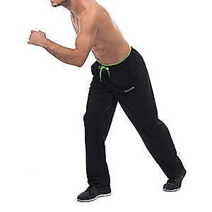 CENFOR Men's Sweatpant with Pockets Open Bottom Athletic Pants for Jogging, Workout, Gym, Running, Hiking, Training(Black,S)